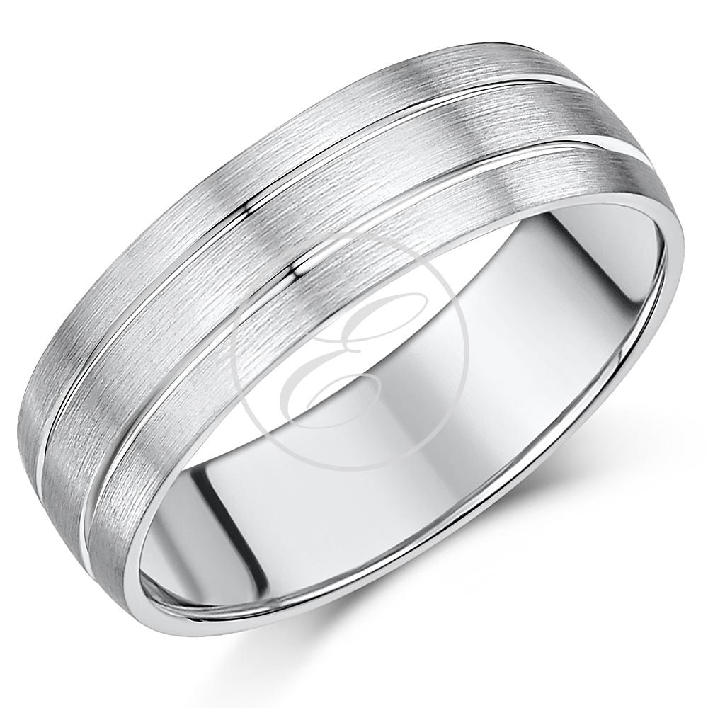 Grooved Designed Palladium Ring Court Wedding Band | eBay