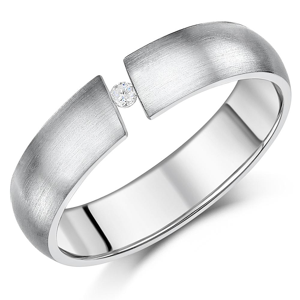 Titanium Ring Tension Set Diamond Wedding 6mm Band | eBay