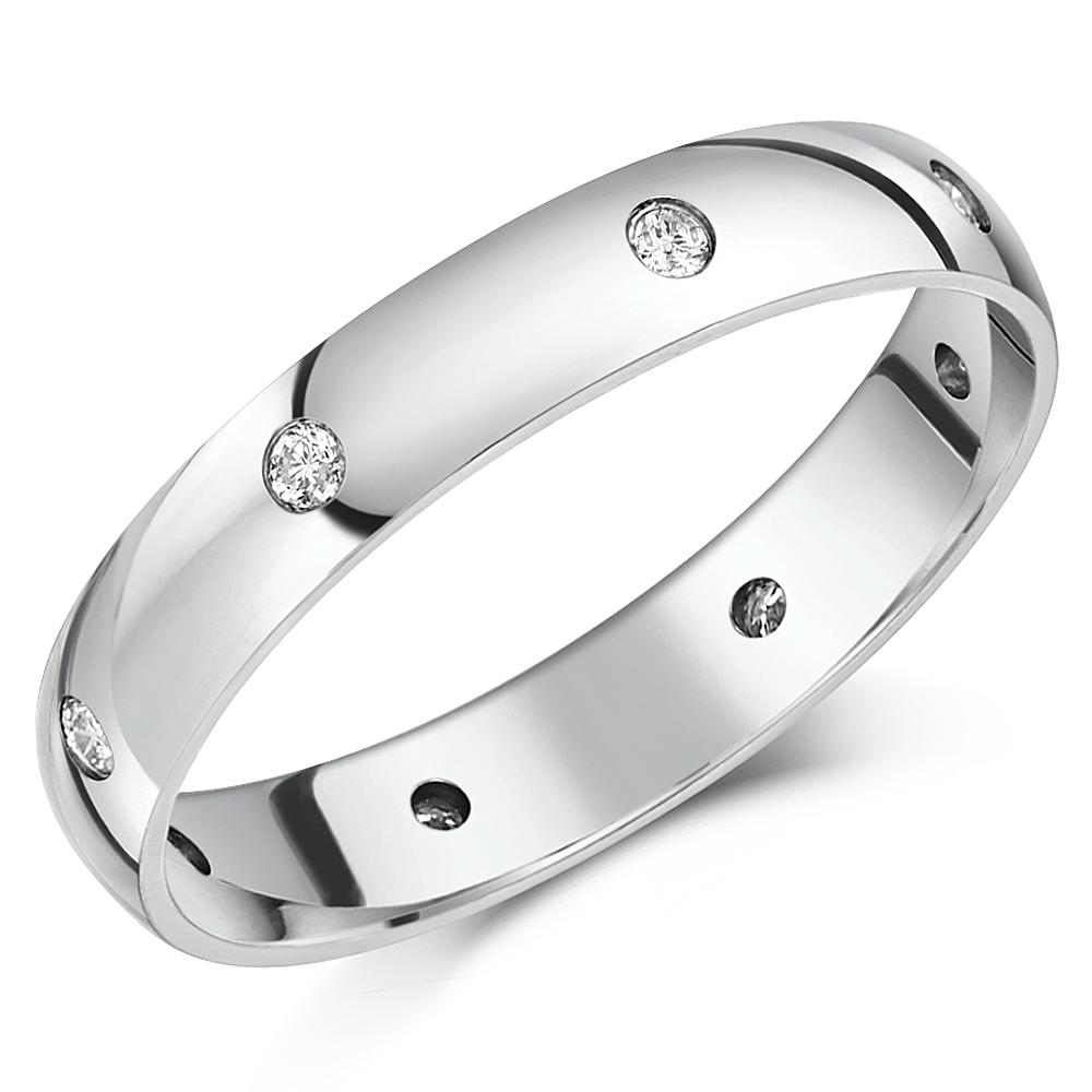 Palladium Diamond Wedding Ring Court Shaped Band Solid and Hallmarked ...