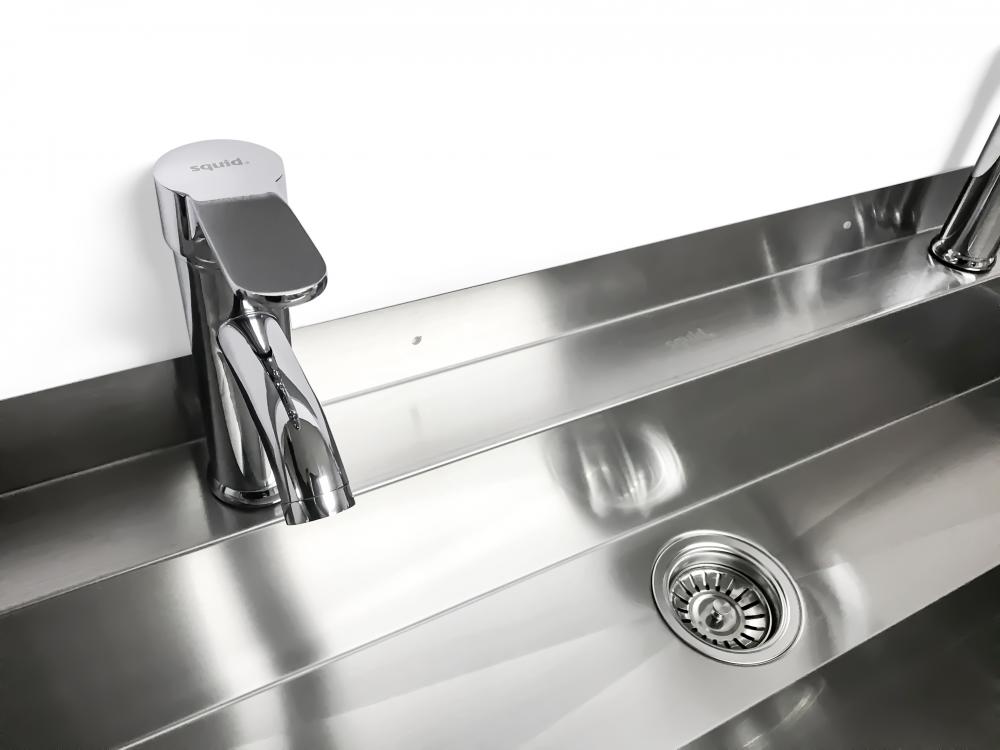 SQUID 1200 TROUGH Hand Wash SINK LEVER MIXER TAPS Stainless Steel Wall ...