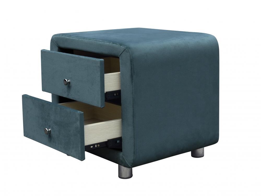 Plush Velvet 2 Drawer Bedside Tables Chrome Handles CREAM GREY DUCK EGG ...