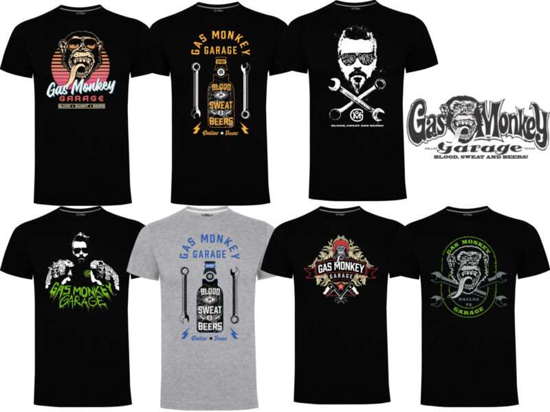 Gas Monkey Garage T-Shirt Official GMG Logo Graphic Printed Casual Top ...