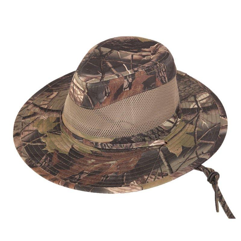 Mens Fedora Sun Hat Forest Camo Fishing Hunting Shooting Cap With Air ...
