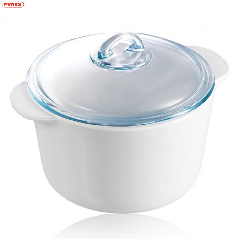 Pyrex Flame Vitro-Ceramic Round Casserole+Glass Lid 1L Cookware Kitchen ...
