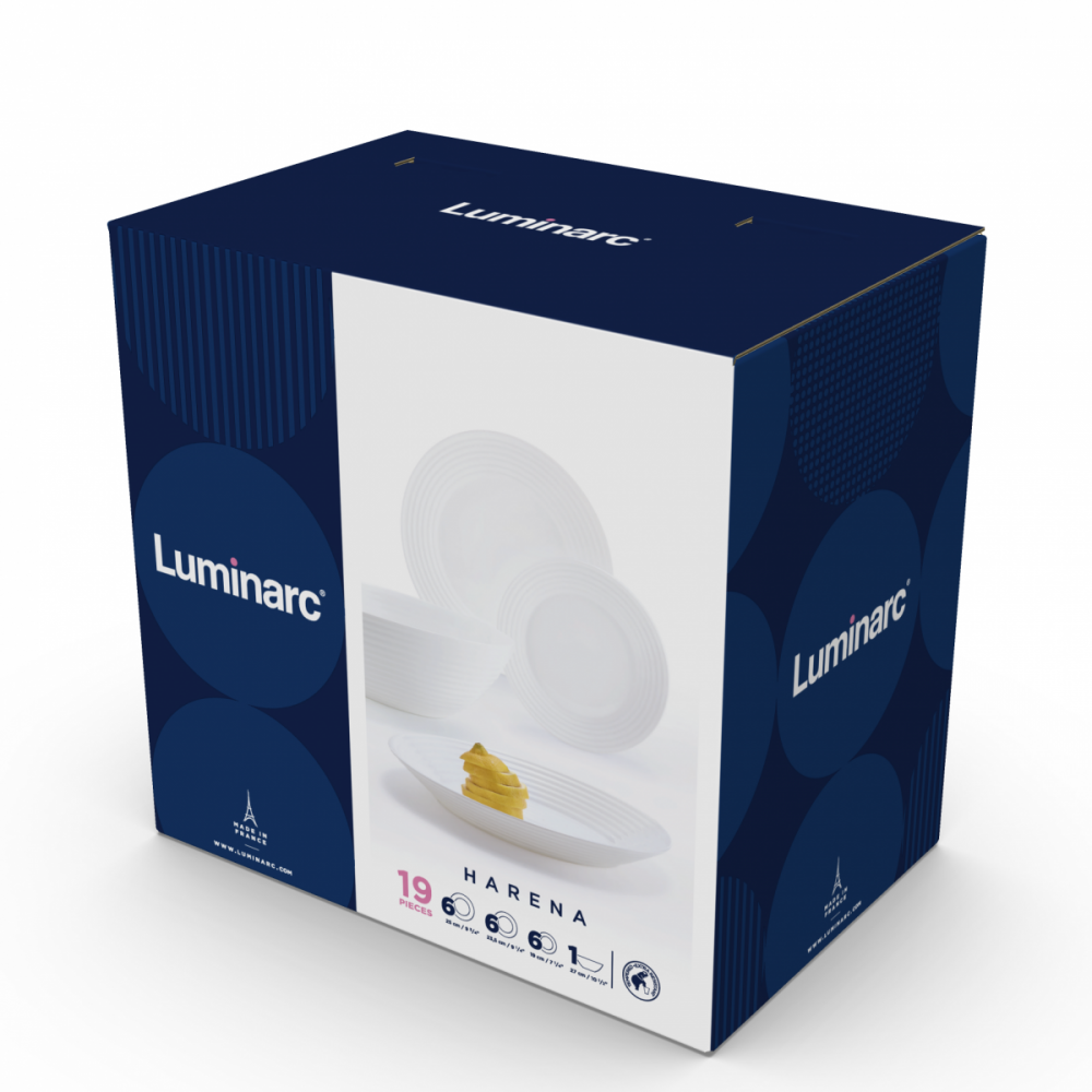 Luminarc Harena 19 Piece Dinner Set Rdged Edges Dinnerware Tableware ...